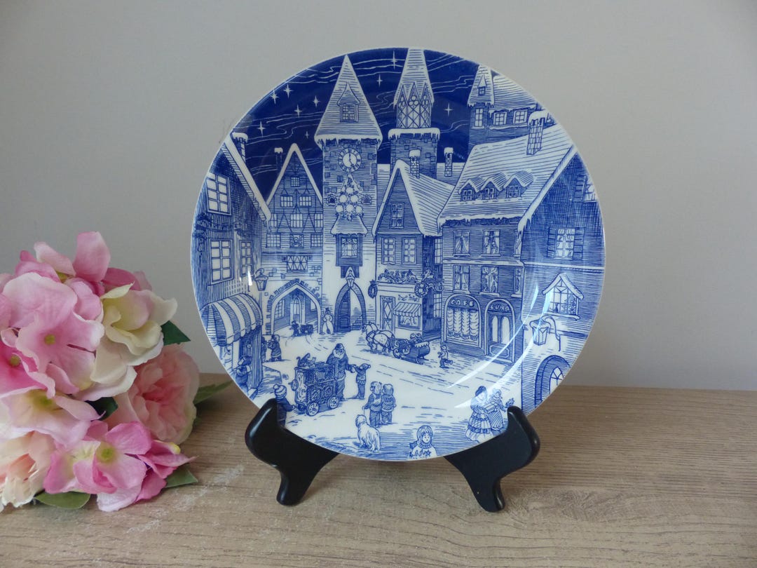 Vintage Blue and White Ceramic Christmas Plate – Ironstone Tableware ...