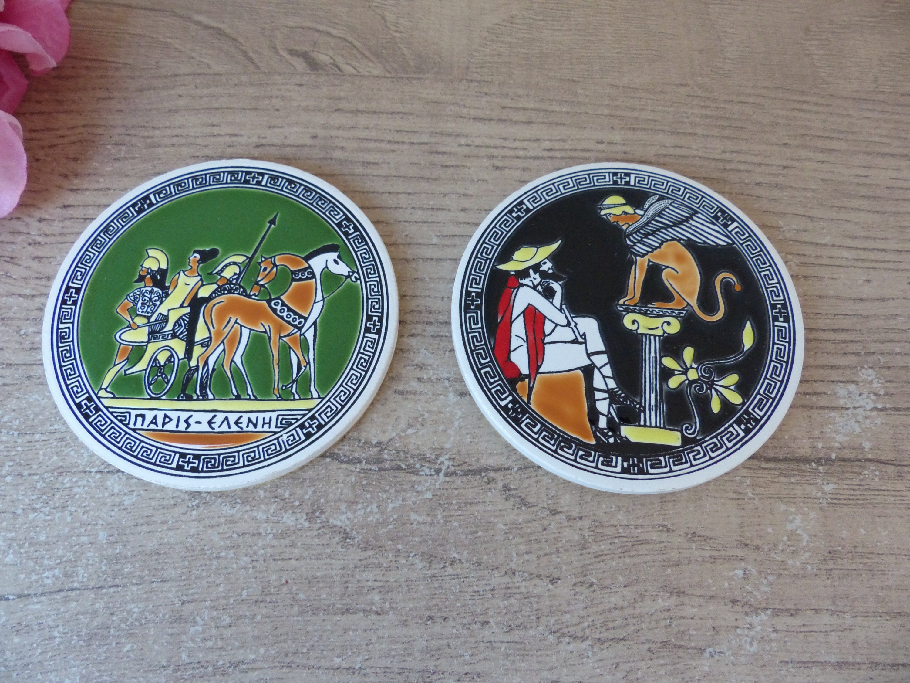 Set of 6 Tassoulis and Ariadne Ceramic Coasters Handmade in Greece ...