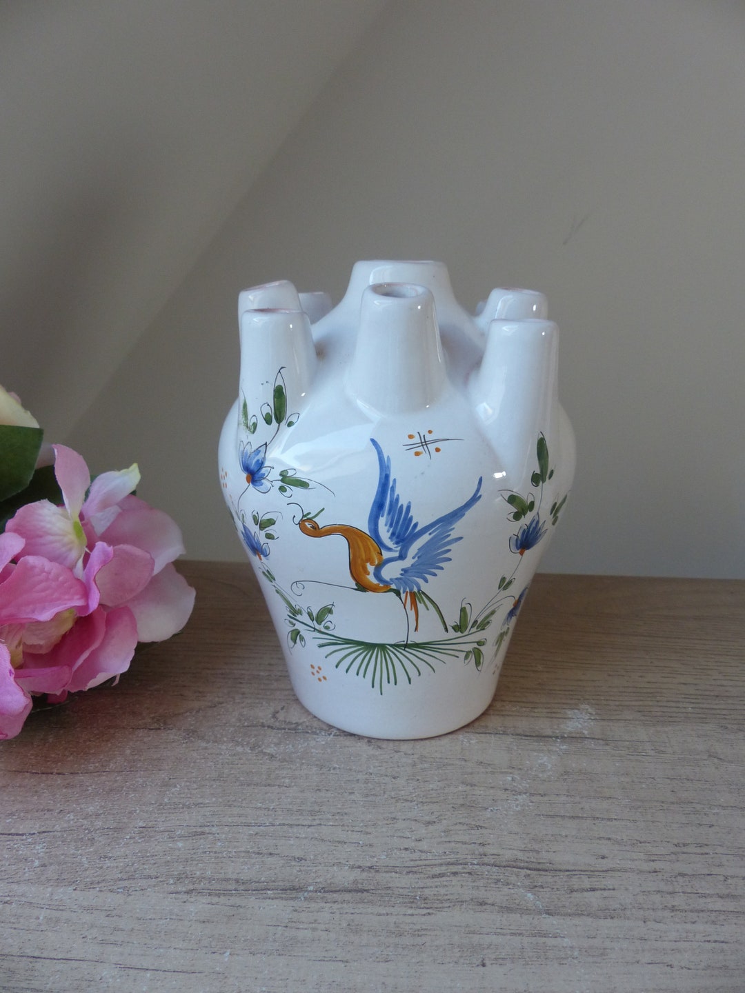 Rare Le Moustiers Earthenware Flower Vase in French Ceramic, Hand ...