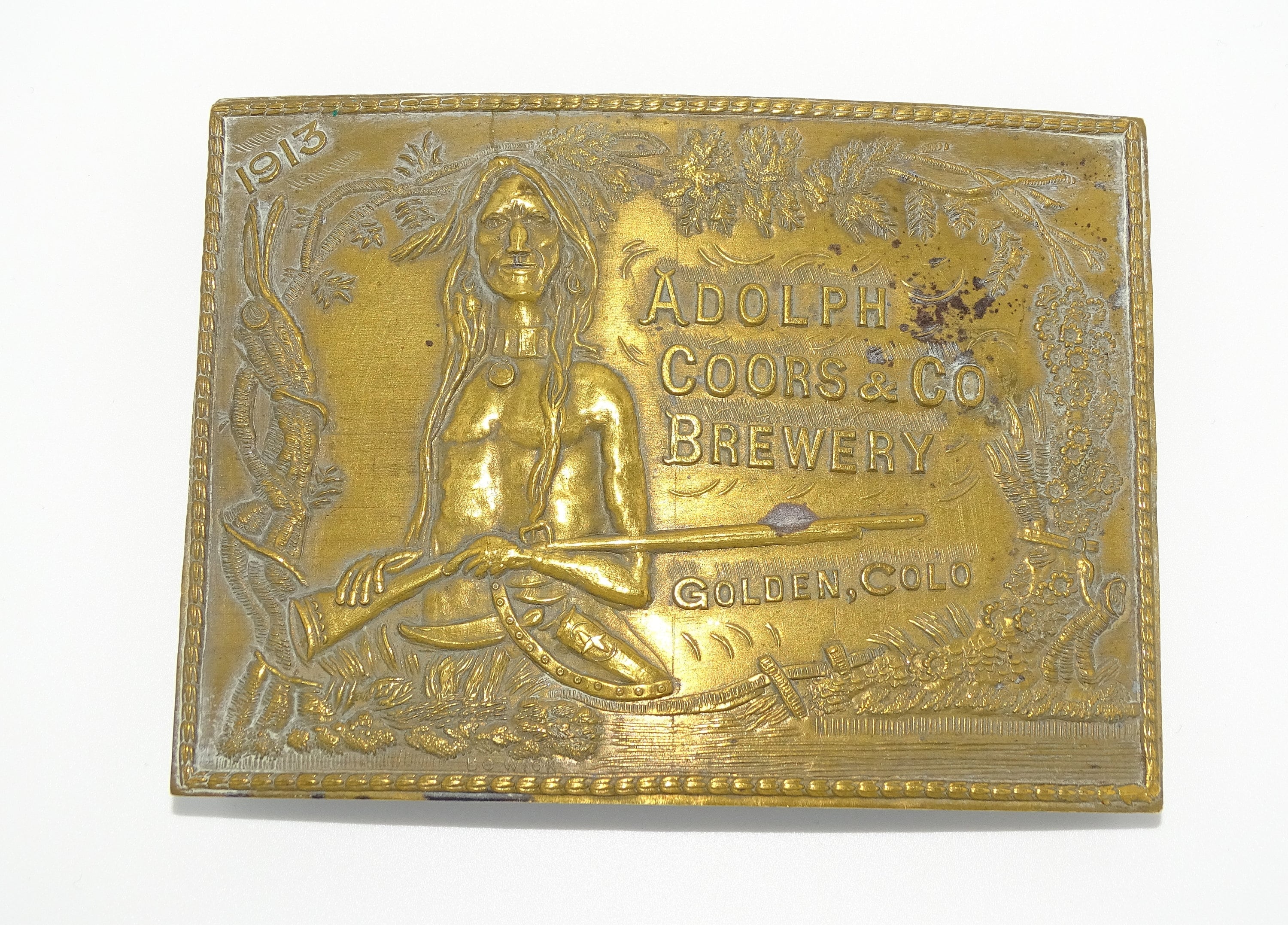 Vintage Adolph Coors and Co Brewery Brass Belt Buckle Deane & Adams ...