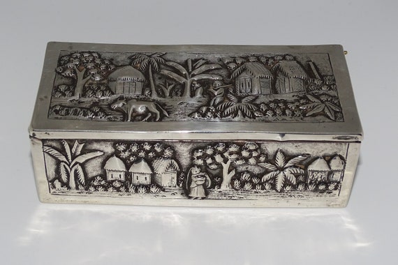 Antique Solid Silver Box Made by Grish Chunder Dutt | Etsy