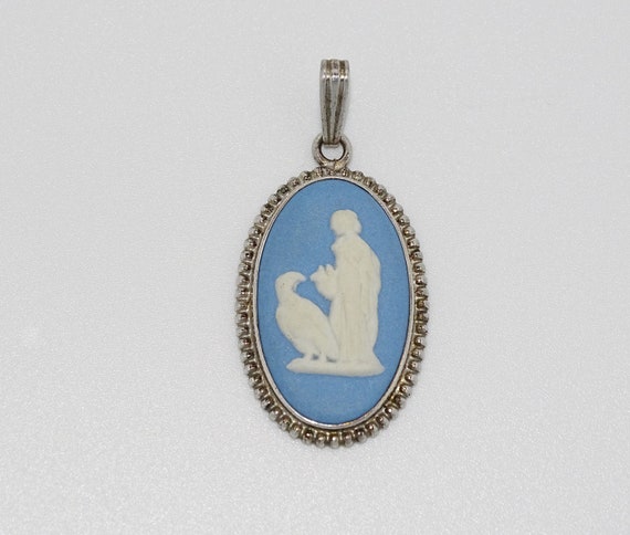 vintage Wedgwood light blue Jasperware cameo sterling… - Gem
