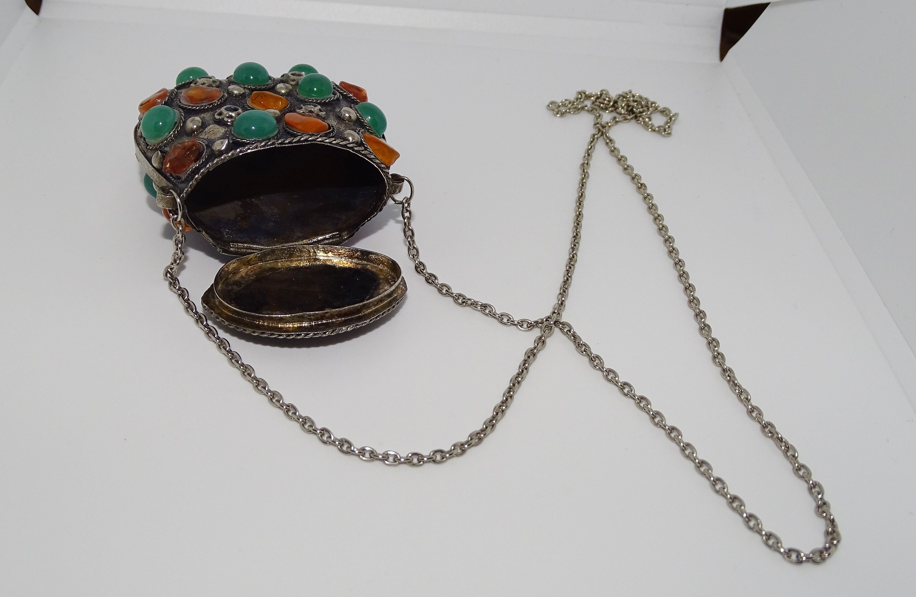 Vintage Sajai Metal Coin Purse Set With Semi Precious Stones - Etsy