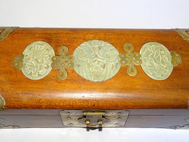 Vintage Beautiful Oriental Chinese Wooden Jewellery Box With Three ...