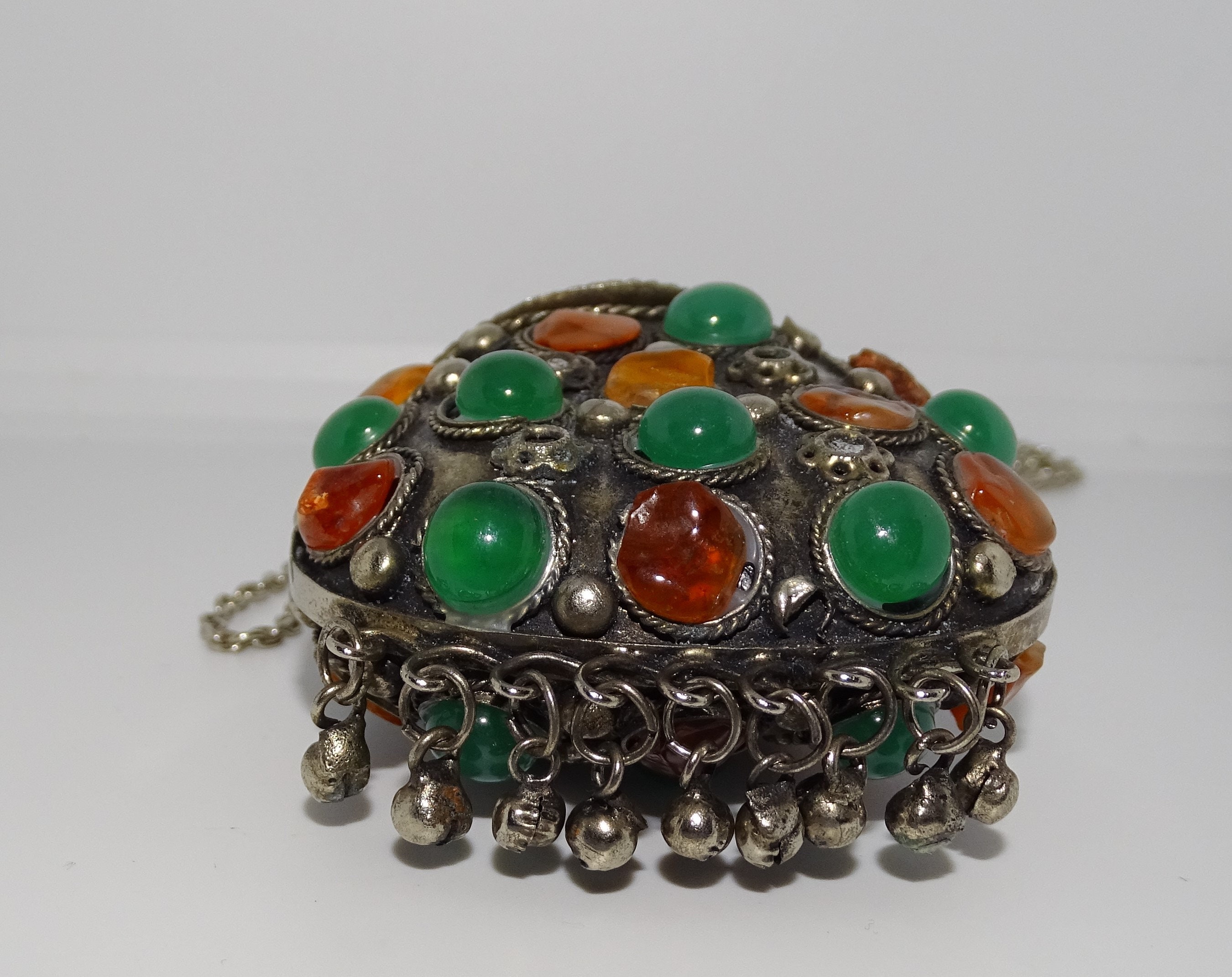 Vintage Sajai Metal Coin Purse Set With Semi Precious Stones - Etsy