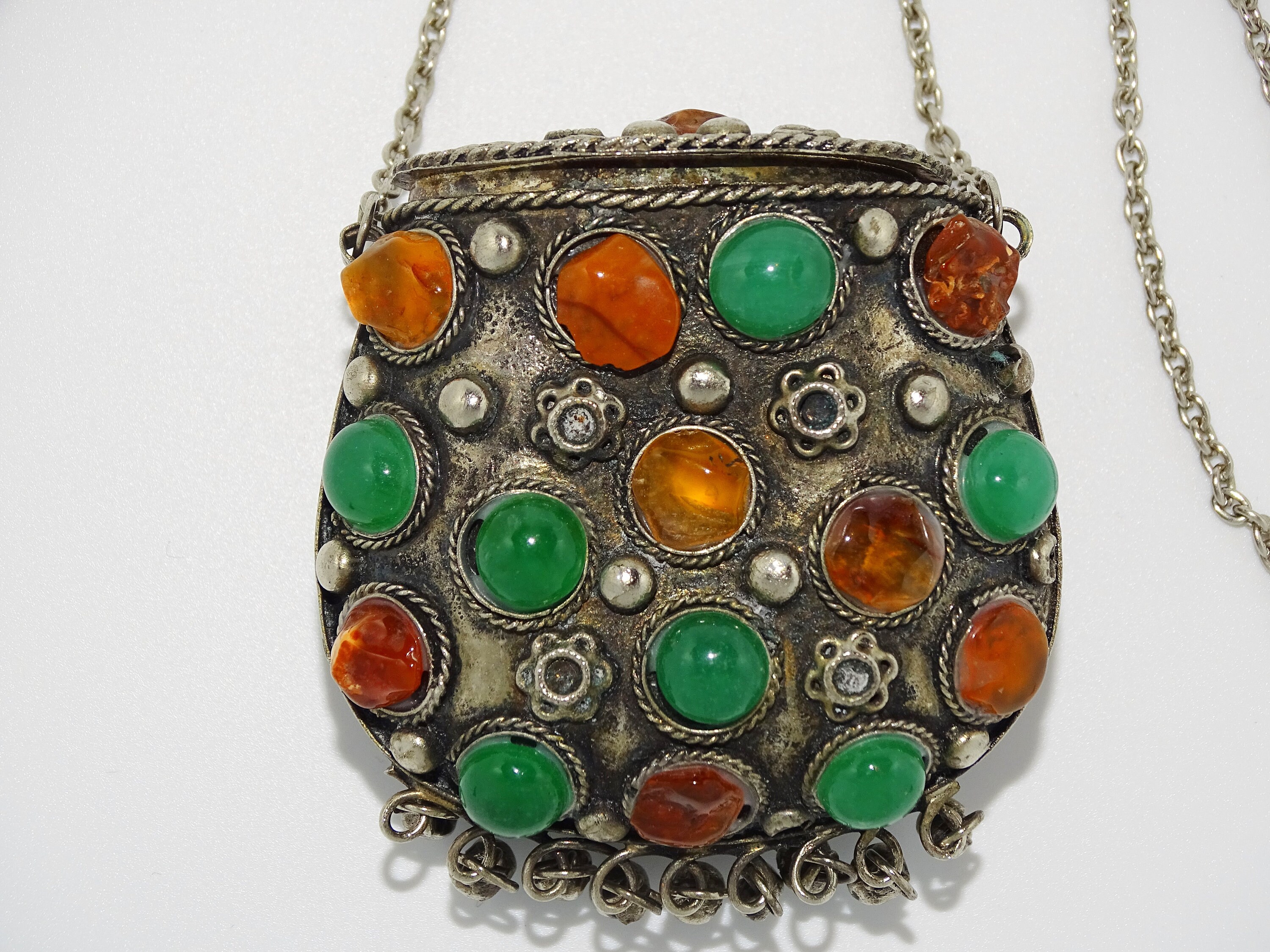 Vintage Sajai Metal Coin Purse Set With Semi Precious Stones - Etsy