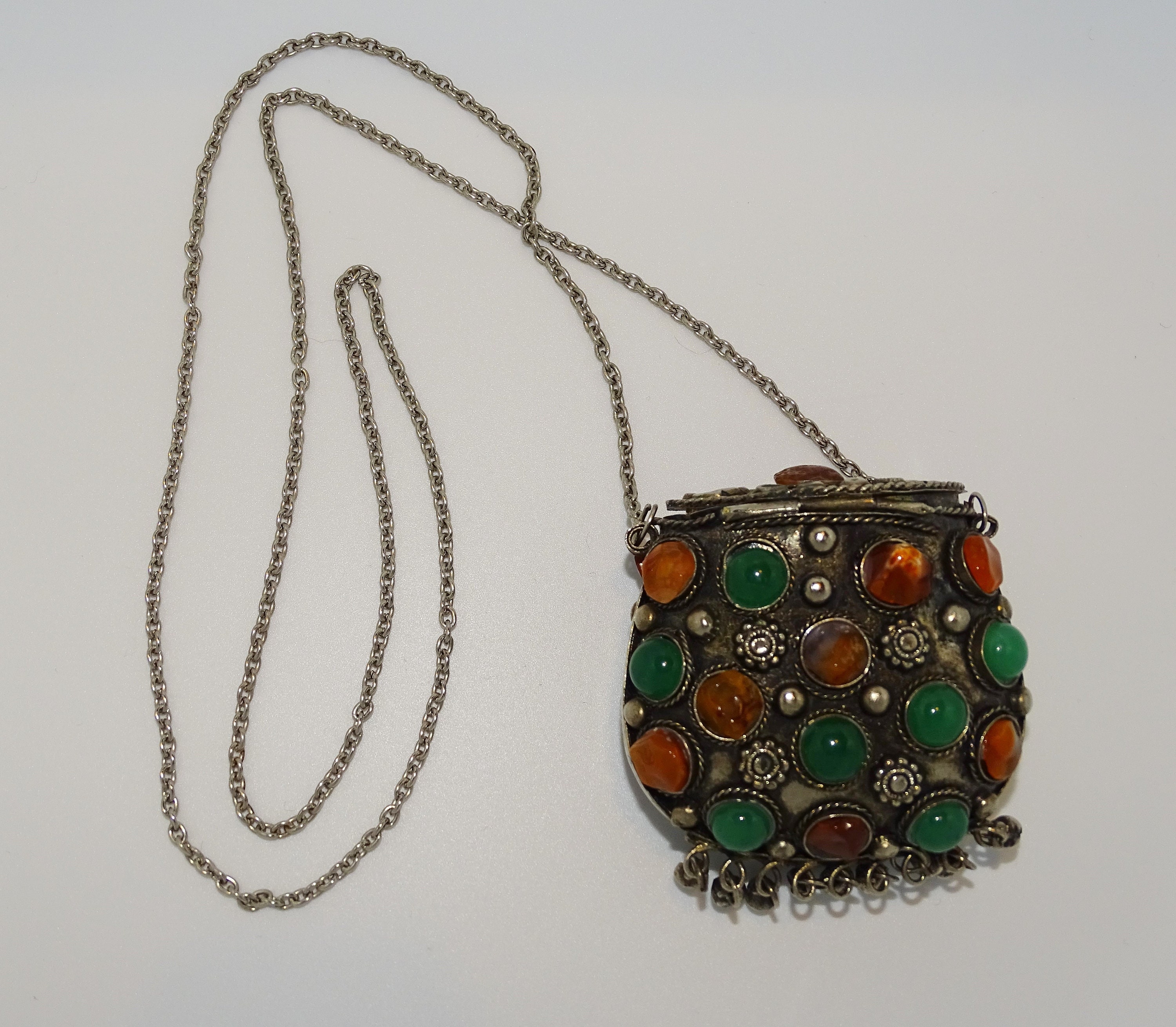 Vintage Sajai Metal Coin Purse Set With Semi Precious Stones - Etsy