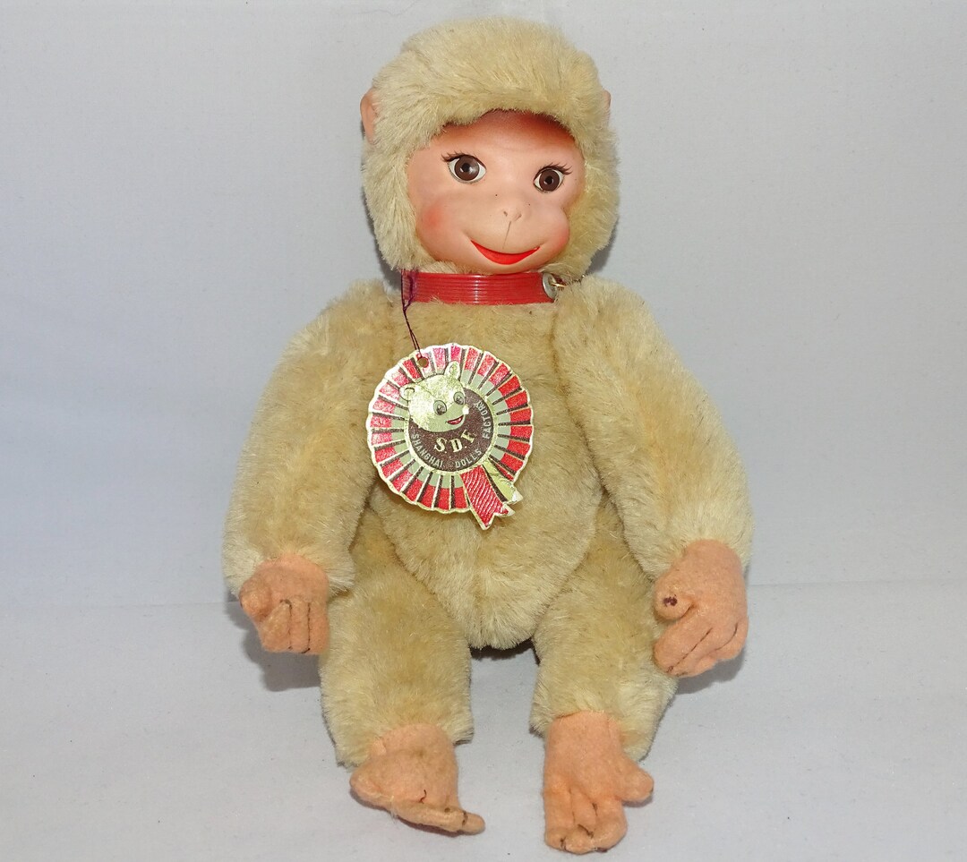 Vintage Soft Toy/ Stuffed Animal Rubber Face Monkey S.D.F Shanghai ...
