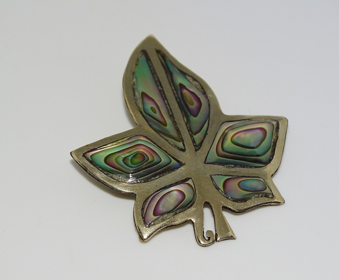 Vintage Mexico Alpaca Silver Brooch With Abalone Shell Inlay - Etsy