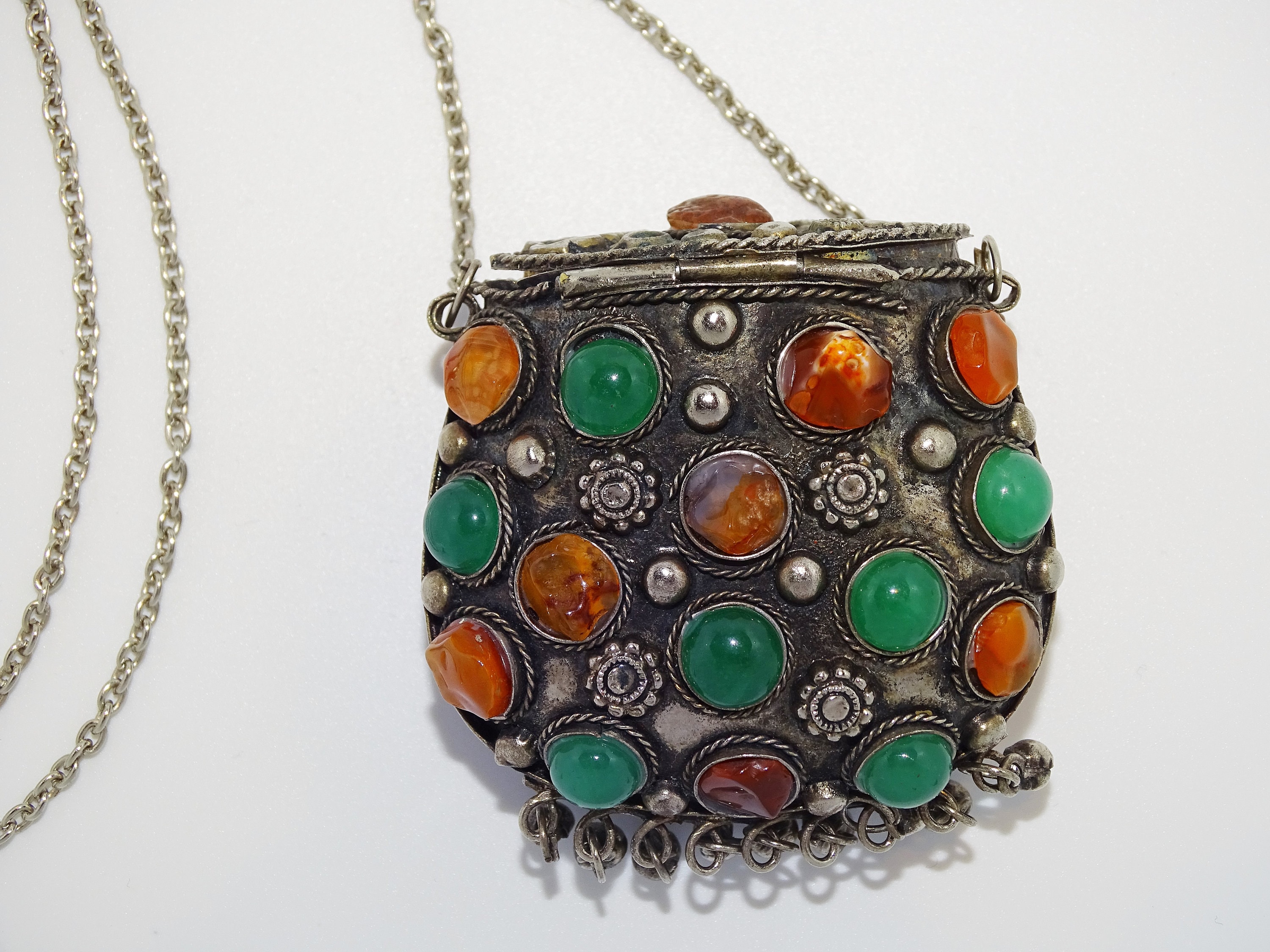 Vintage Sajai Metal Coin Purse Set With Semi Precious Stones - Etsy