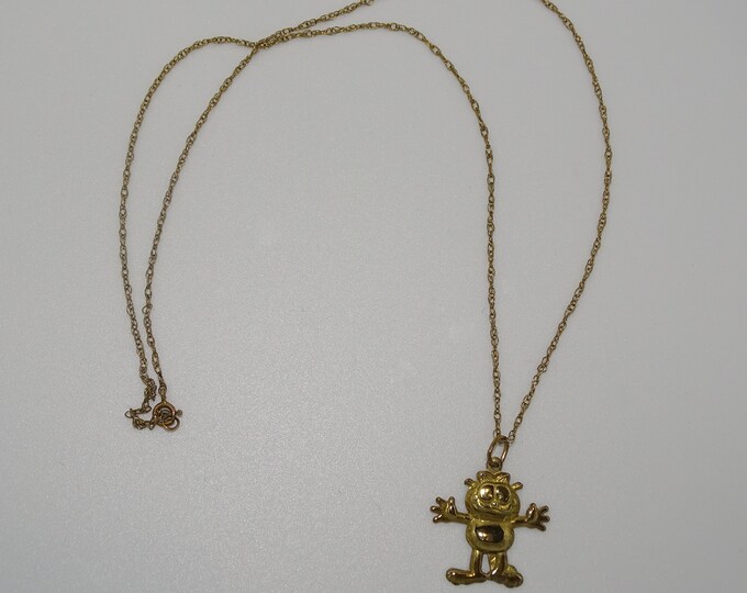 Beautiful 9ct Gold Garfield the Cat Pendant/charm With 9ct Gold Chain ...