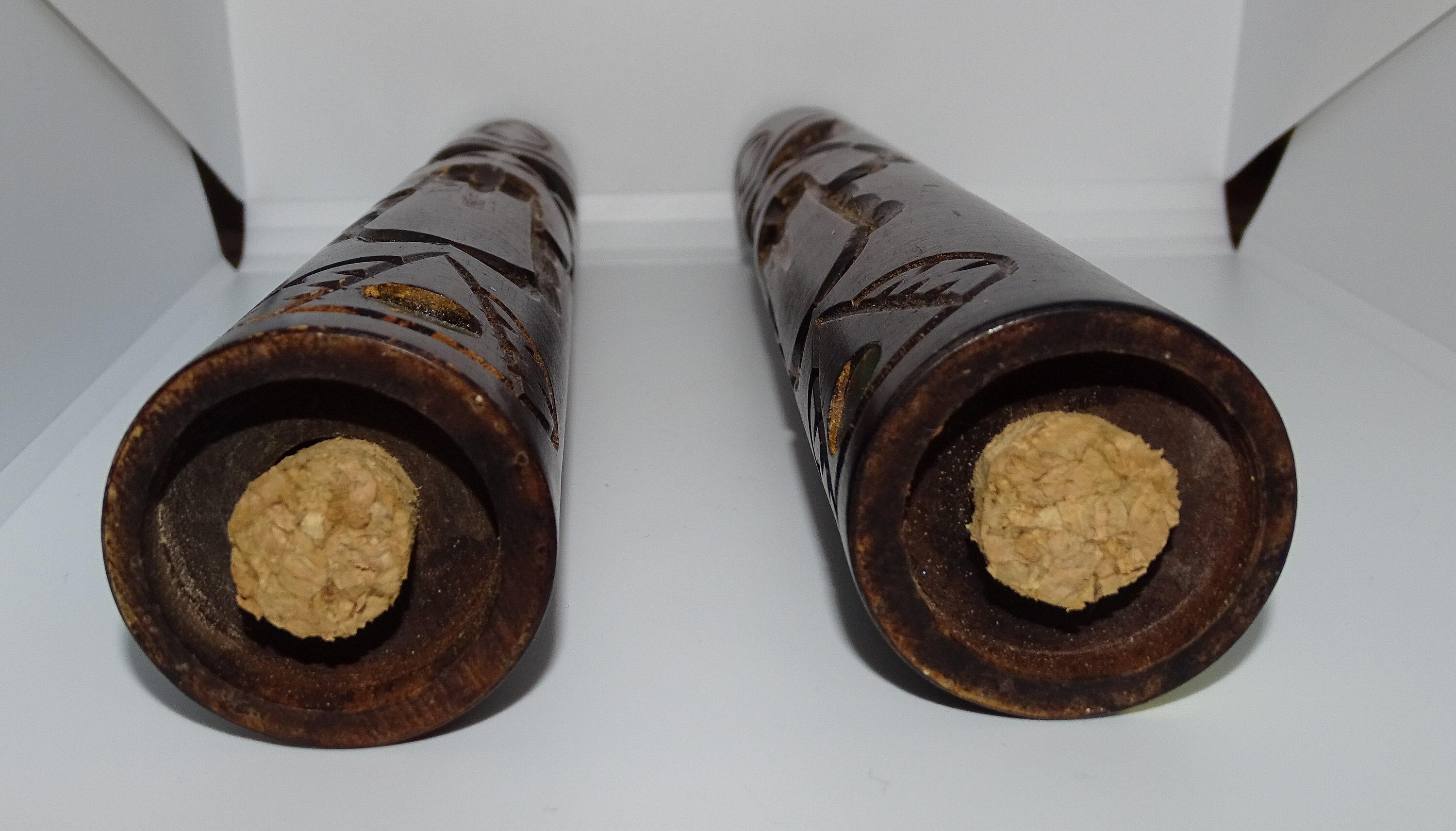 Maori New Zealand Large Wood Carved Tiki Face Salt and Pepper Pots ...