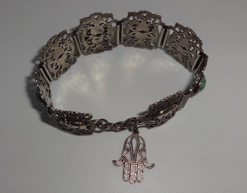 Vintage Hand of Hamsa/ Hand of Fatima Bracelet With Elephants - Etsy