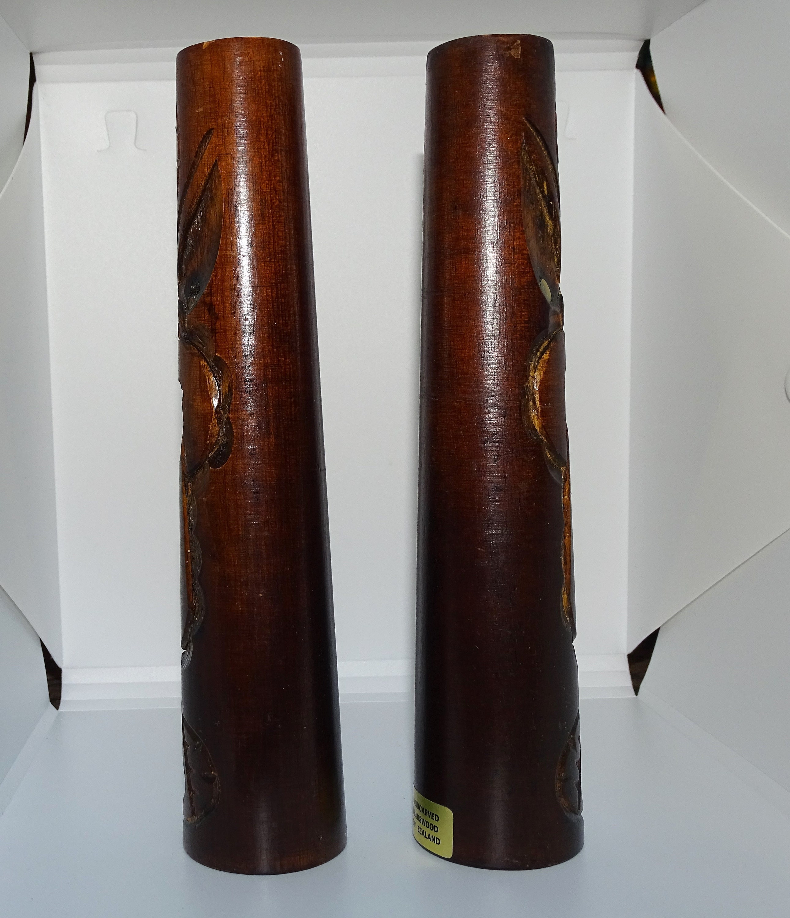 Maori New Zealand Large Wood Carved Tiki Face Salt and Pepper Pots ...