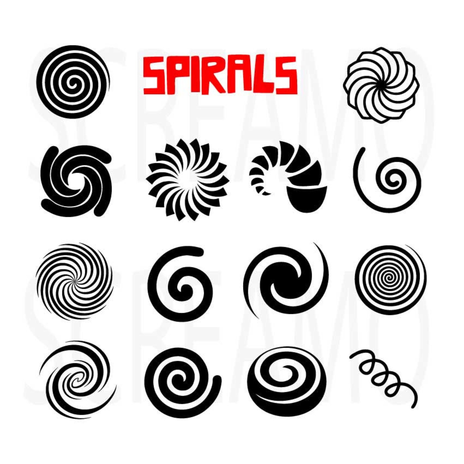 SPIRALS SVG Clipart Bundle Cut Files Vector Print Files - Etsy UK