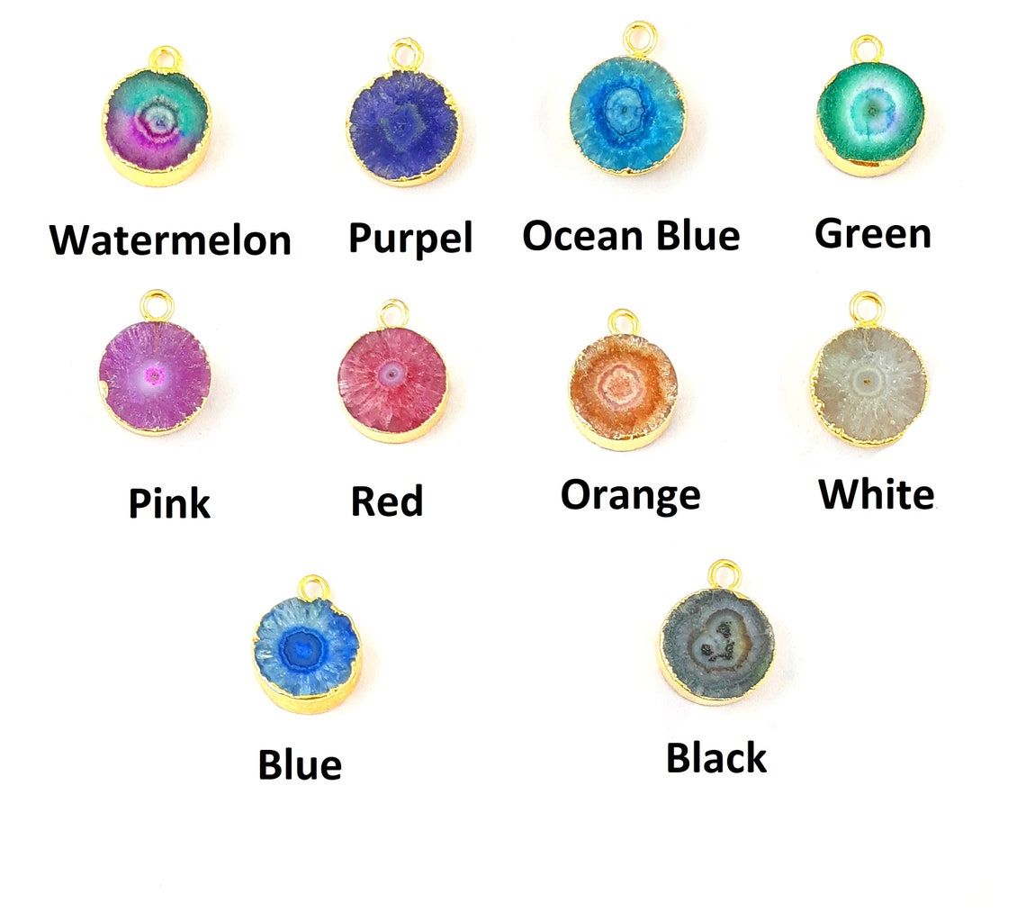 Beautiful Watermelon Solar Quartz Gold Electroplated Charm, 13-14mm ...