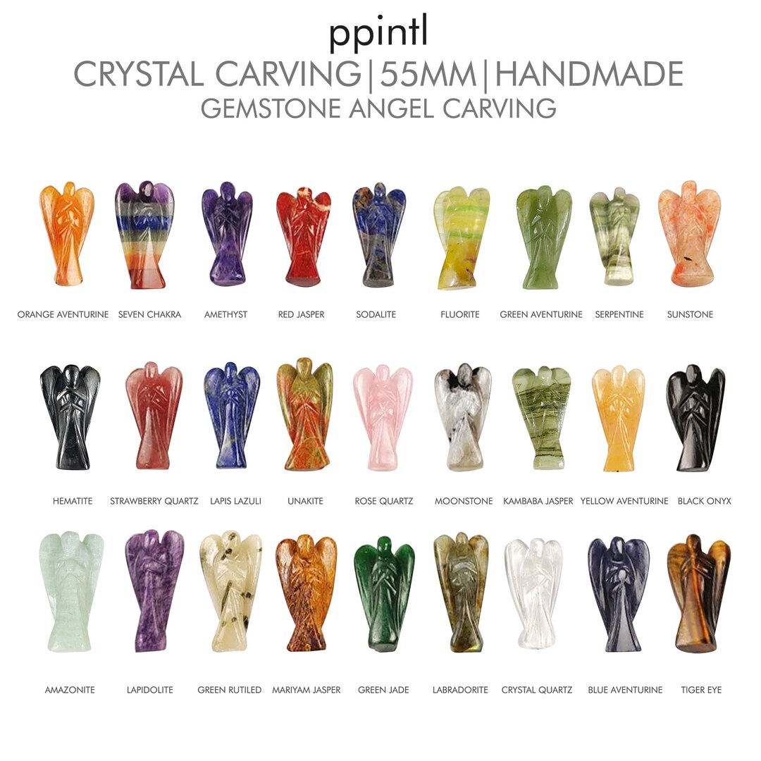 Gemstone Angel Carving Crystals Healing Angel Carved Loose Stones 55mm ...