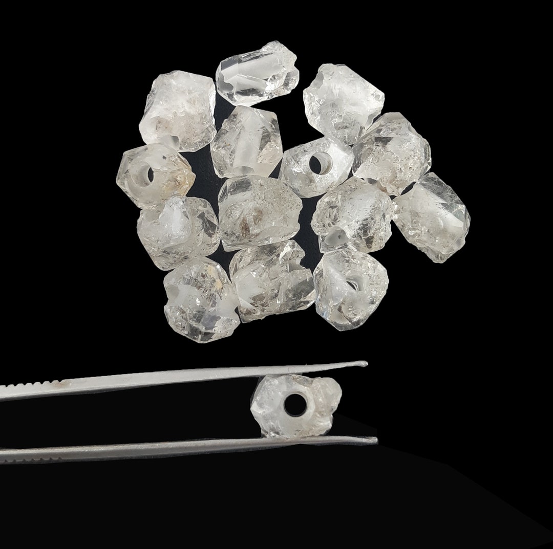 Natural Herkimer Diamond Rough Beads Drilled Herkimer Diamond - Etsy
