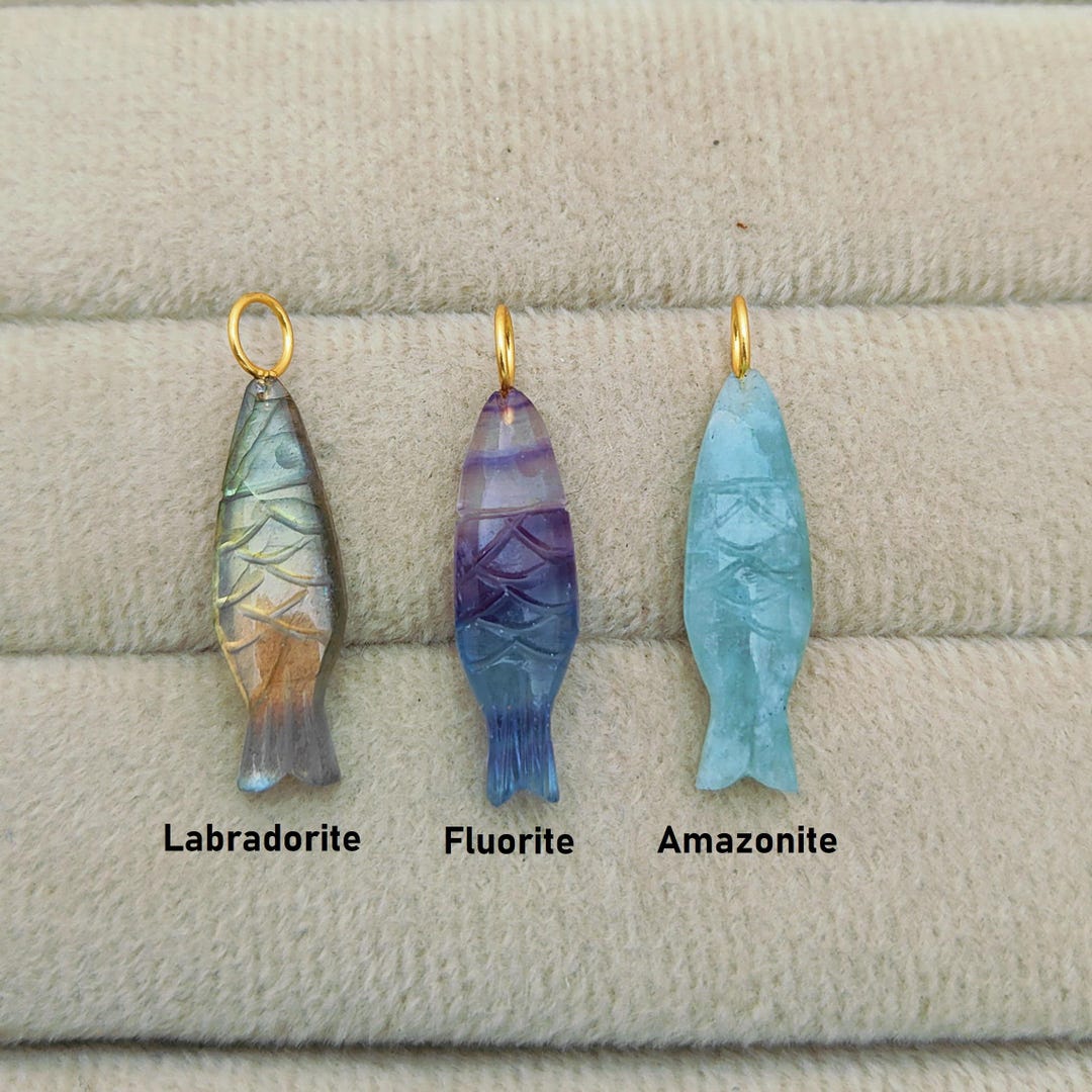 Gemstone Fish Carved Pendant/fluorite Pendant for Necklace/amazonite ...