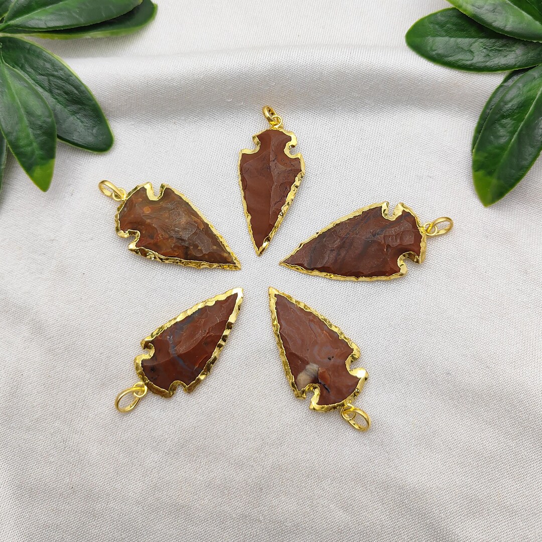 Raw Arrowhead Pendant/red Agate Arrowhead Pendant/gold Electroplated ...