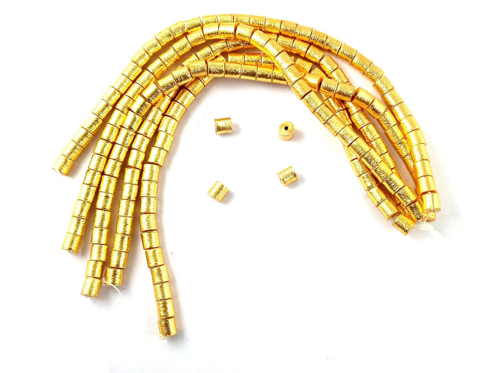 1 Strand of Gold Plated Brushed Cylinder Shape 6mm Beads - Etsy