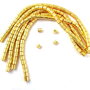 1 Strand of Gold Plated Brushed Cylinder Shape 6mm Beads - Etsy