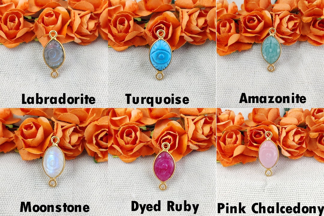 Evil Eye Gemstone Pendant Designer Marquise Shape Connector - Etsy