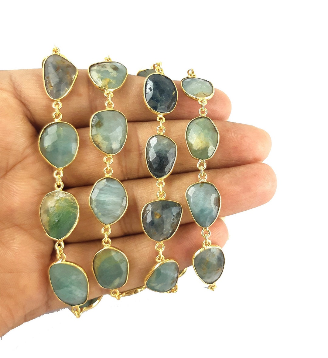 Rare Grandidierite Bezel Connector Gold Plated Chain, Lemon Dendrite ...