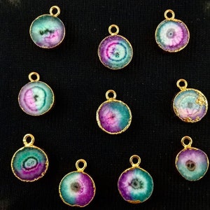 Beautiful Watermelon Solar Quartz Gold Electroplated Charm, 13-14mm ...