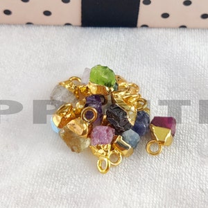 Raw Birthstone Charms, Personalized Birthstone Charm, Raw Crystal Charm ...
