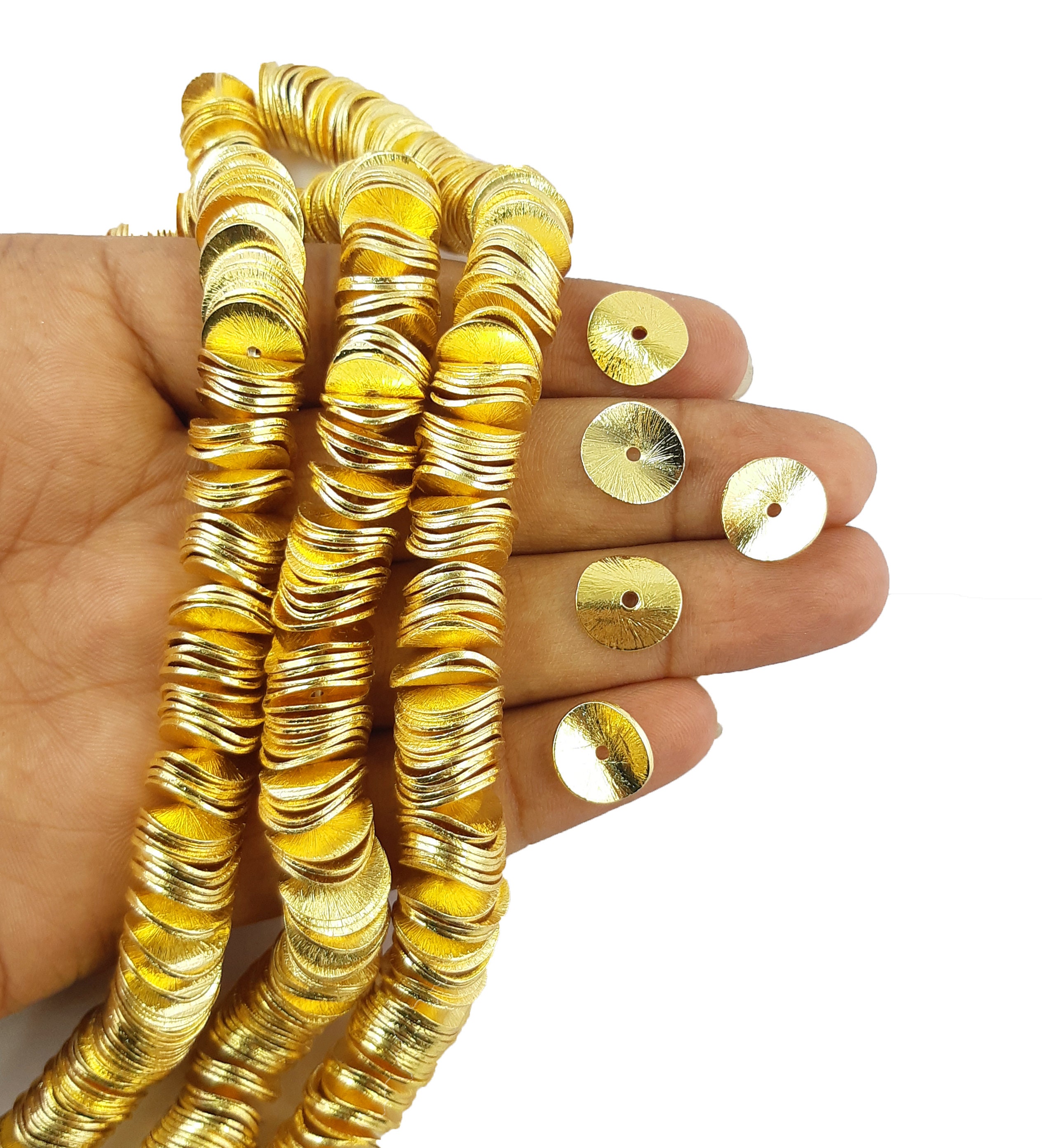 1 Strand Of Brushed Gold Plated Wavy Disc Bead Spacers | Etsy