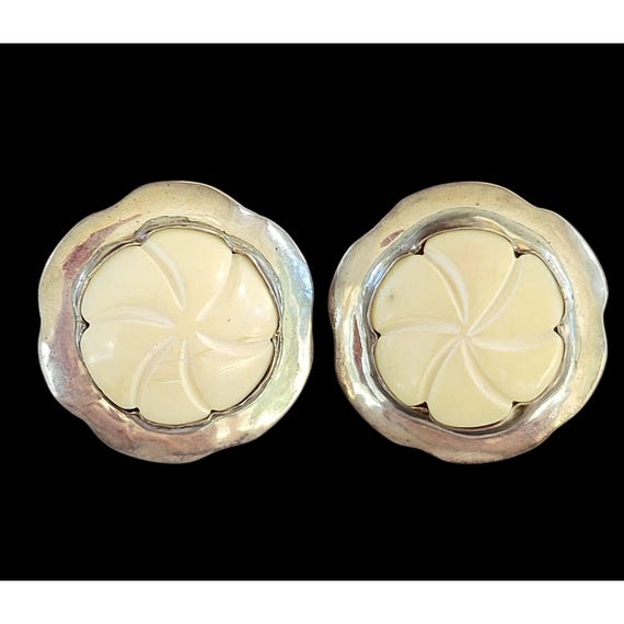 Vintage Louis Booth Cream Carved Bone Inlay Sterling … - Gem