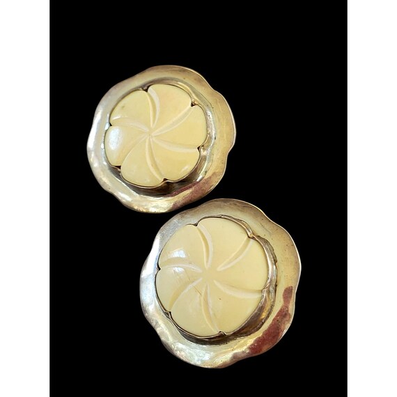 Vintage Louis Booth Cream Carved Bone Inlay Sterling … - Gem