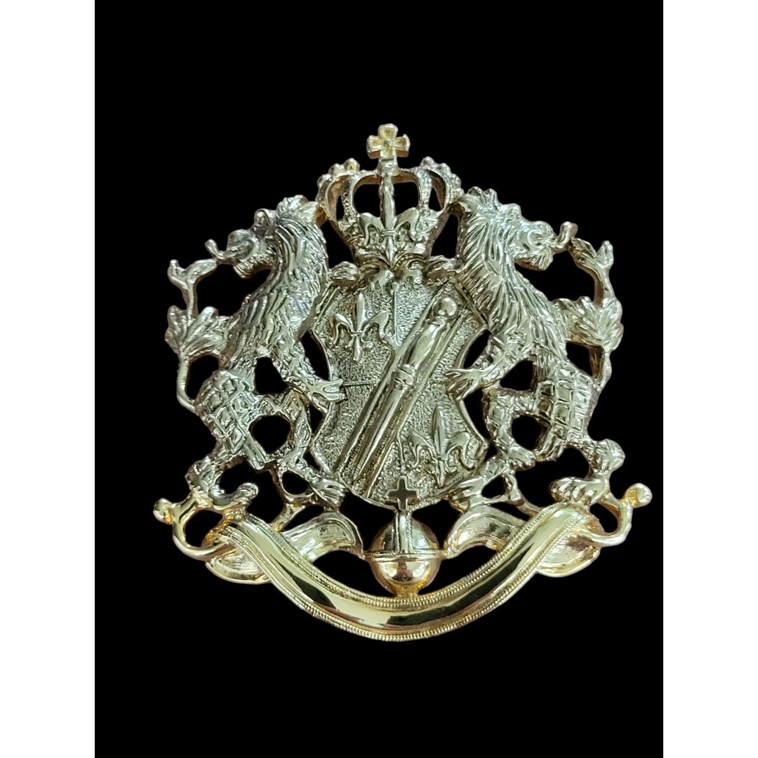 Vintage Joan Rivers Ornate Gold Coat of Arms Crest Emblem Signed - Etsy