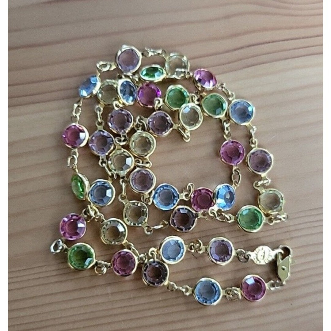 Vintage Austrian Crystal USA Open Bezel Channeled Fruit Salad Colorful ...