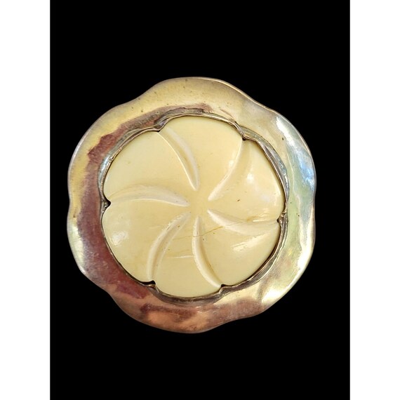Vintage Louis Booth Cream Carved Bone Inlay Sterling … - Gem