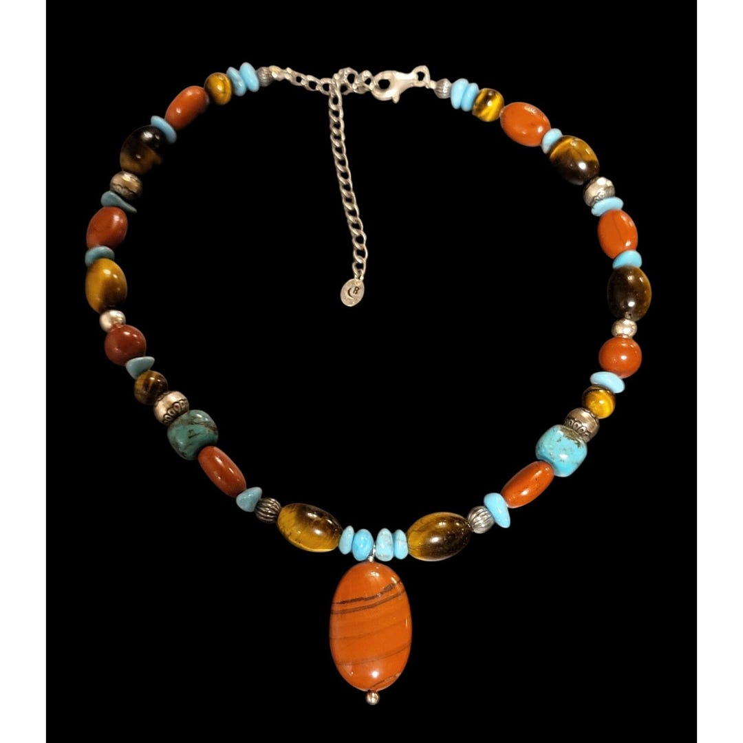 Carolyn Pollock Relios Turquoise,tigers Eye, Red Jasper Sterling Silver ...