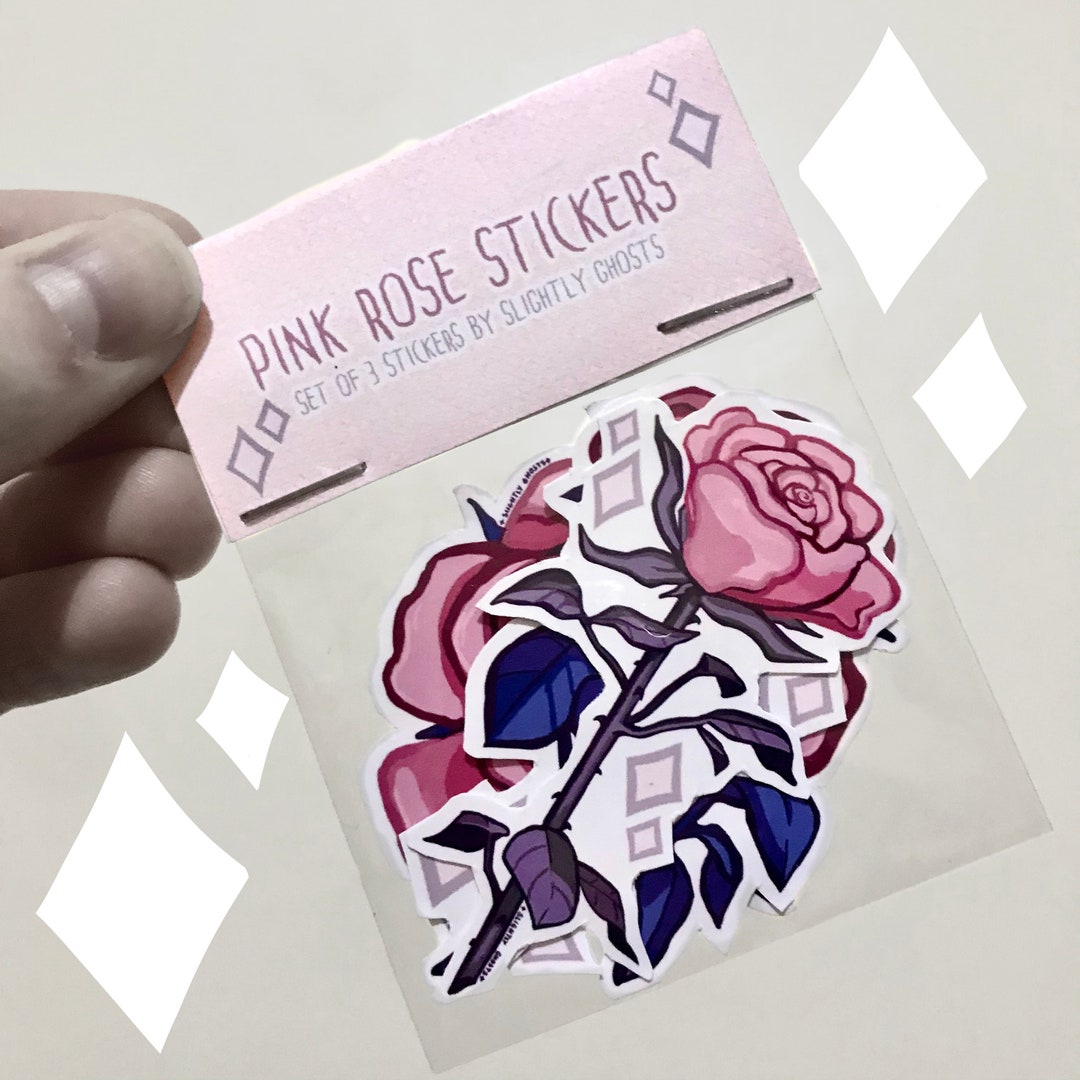 Pink Rose Sticker Pack Set of 3 Stickers - Etsy