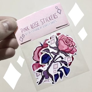 Pink Rose Sticker Pack Set of 3 Stickers - Etsy