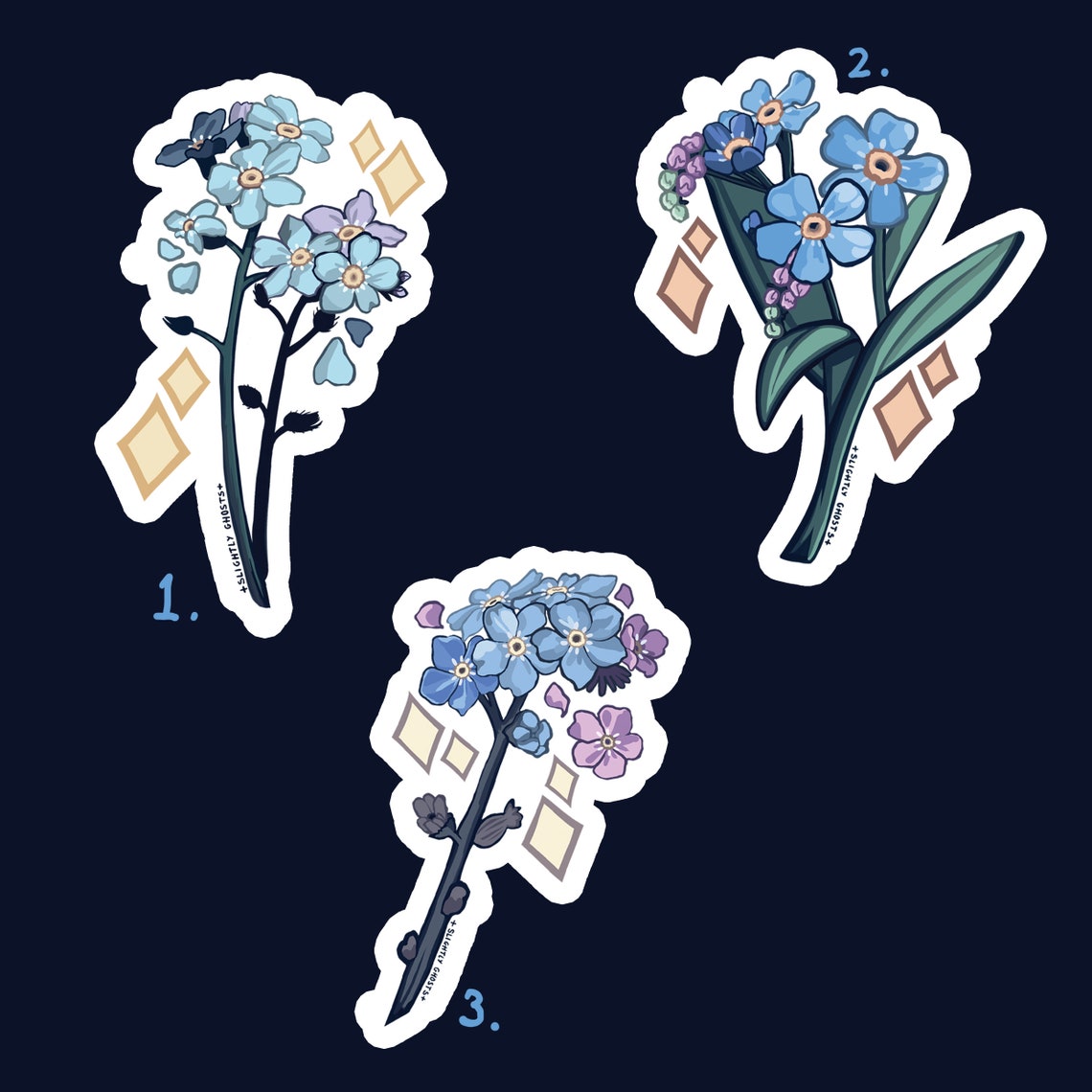 Forget-me-not Stickers - Etsy UK