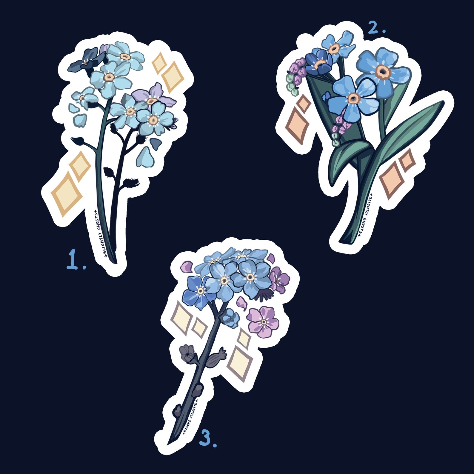 Forget-me-not Stickers - Etsy UK
