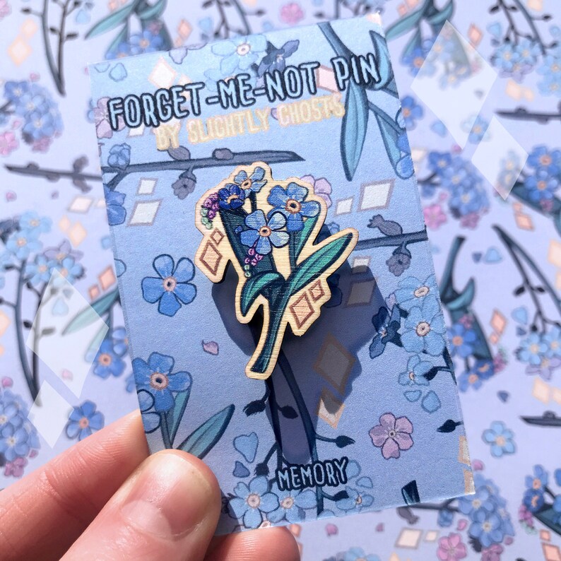 Forget-me-not Pin Cute Wooden Floral Aesthetic Pin - Etsy