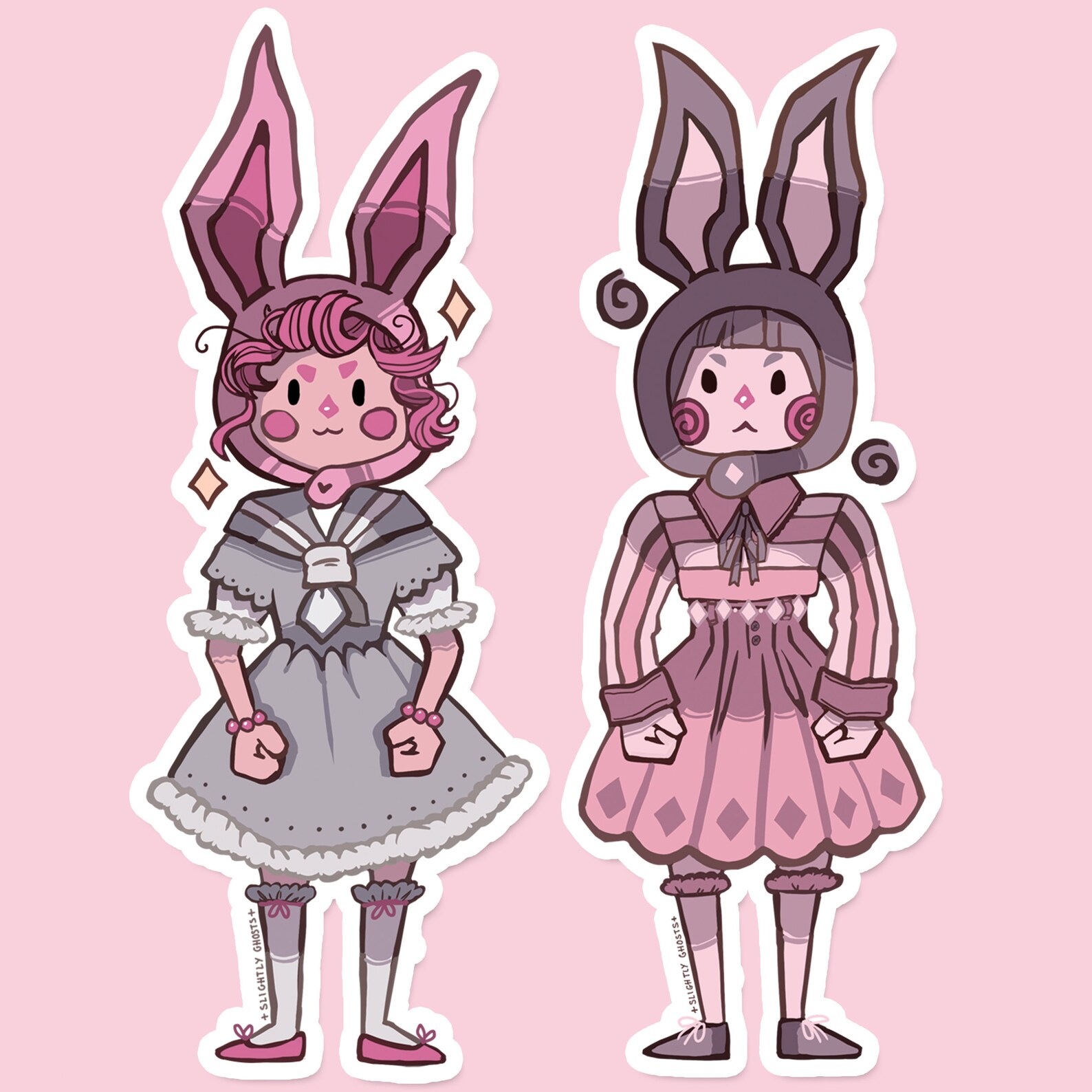 Bunny Girl Stickers Set of 2 | Etsy