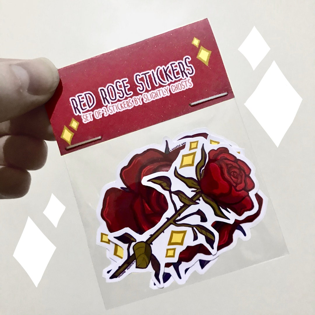 Red Rose Sticker Pack - Set of 3 Stickers - Etsy