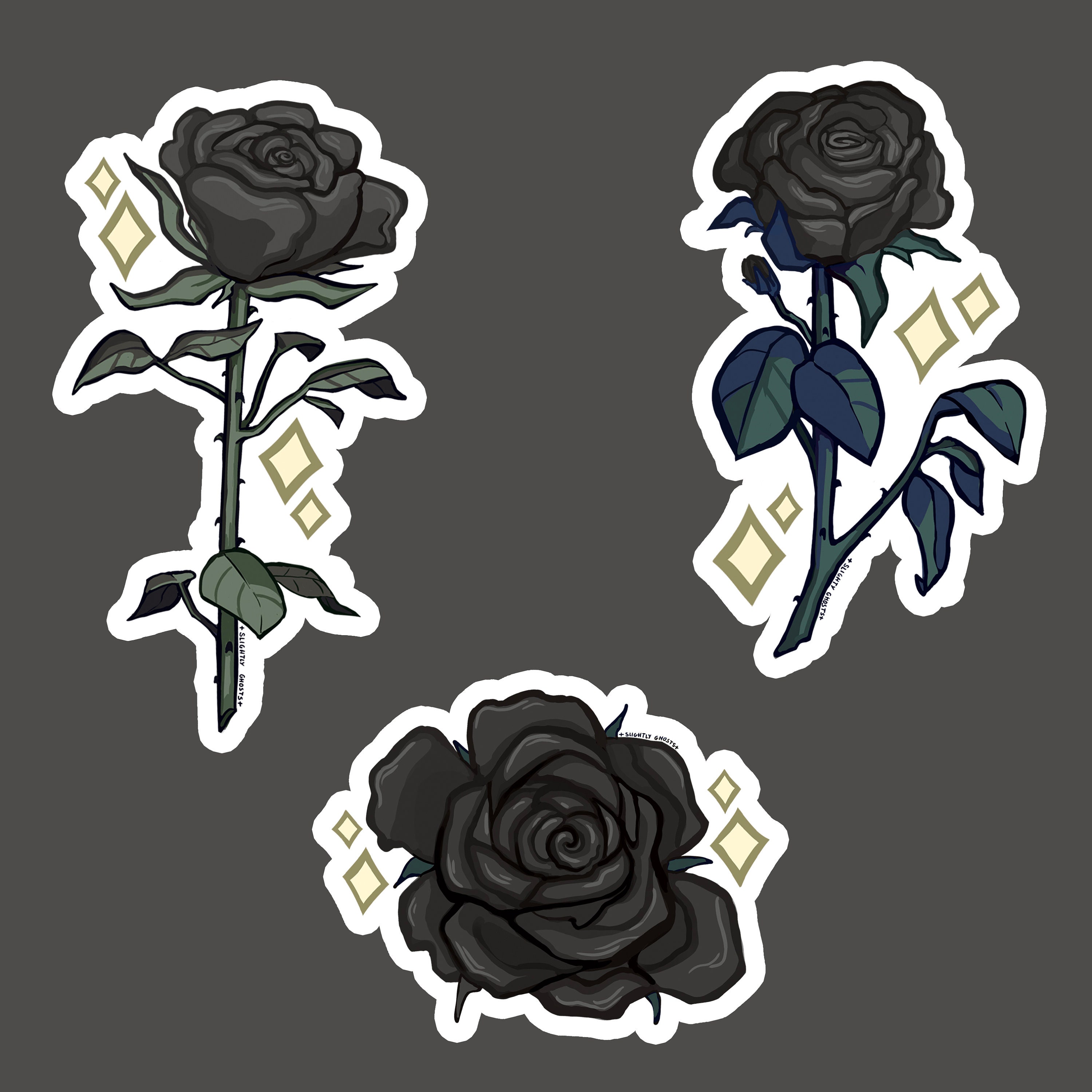 Black Rose Sticker Pack - Set of 3 Stickers - Etsy