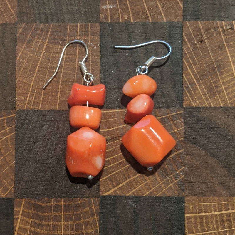Coral Earrings - Etsy