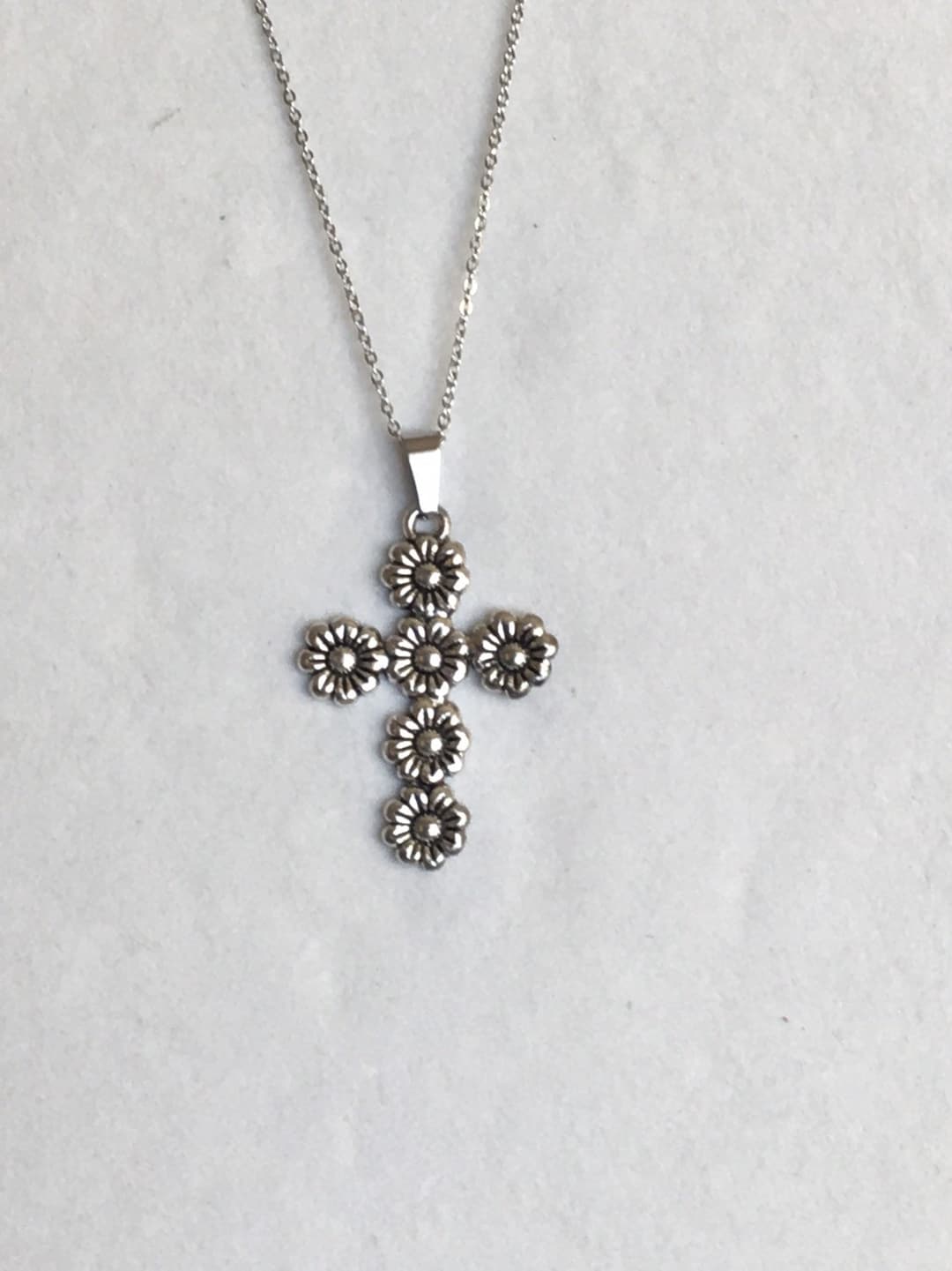 Cross Pendant With 18 Inch Stainless Steel Chain. - Etsy