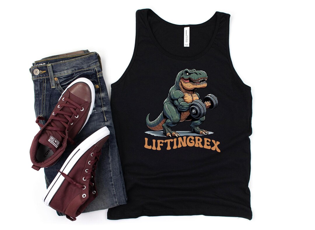 Lifting Rex Tank Top / Fierce Dinosaur Gym Workout Apparel / Unisex ...