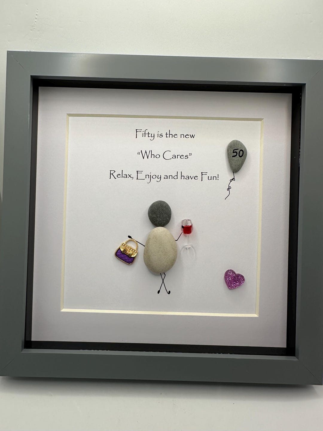50th Birthday Gift, 50th Pebble Art, Fabulous at 50, Pebble Art ...