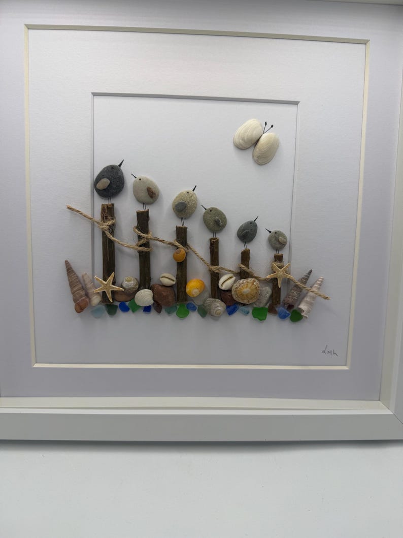 Pebble Art Bird Frame | Handmade Stone Bird Wall Art | Nature Inspired ...